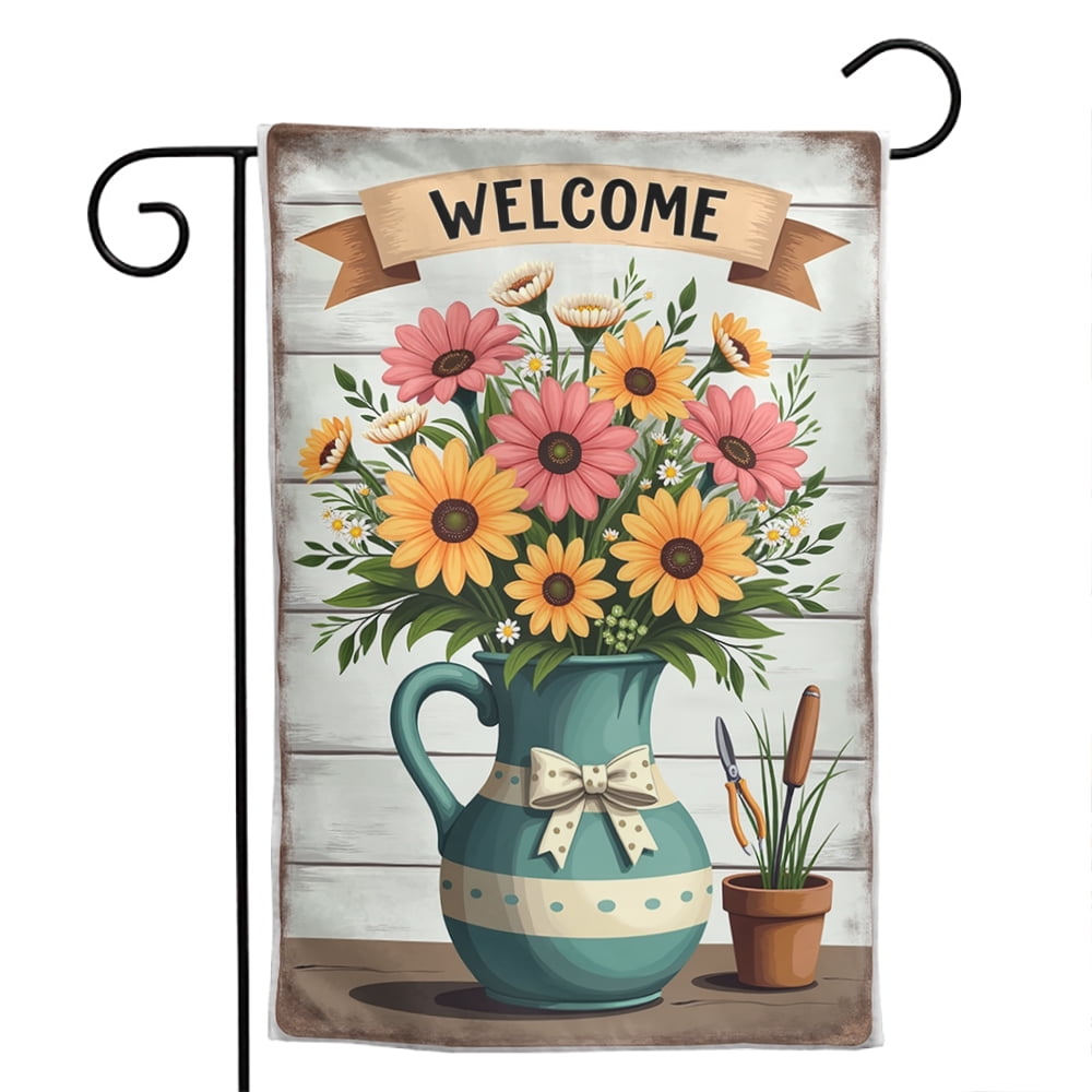 Watercolor Frog Flowers Polyester Garden Flag 12.5x18 Inch - Double ...