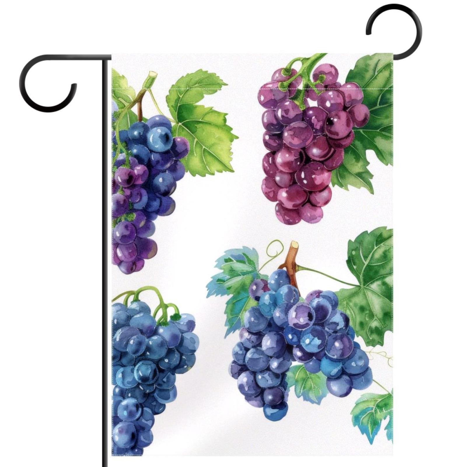 Watercolor Fruit Grapes White Background Double Sided Garden Flag ...