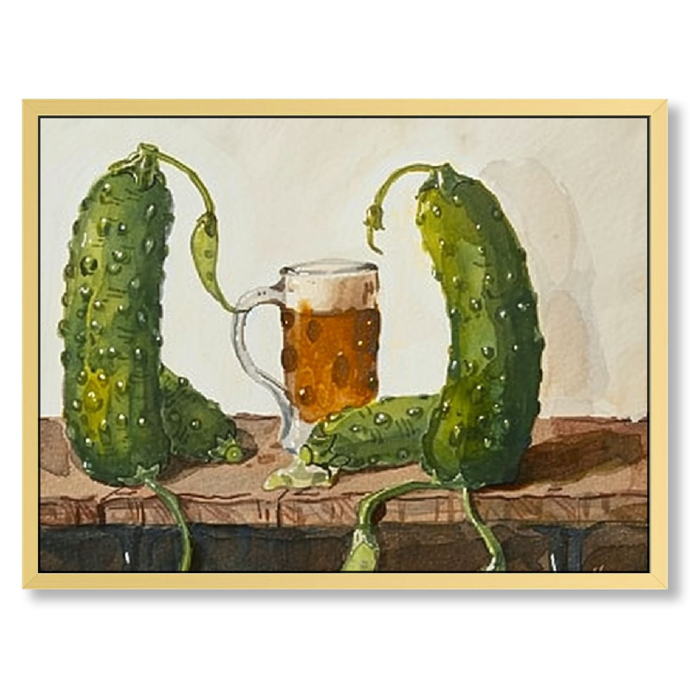 Watercolor Funny Canvas Wall Art, Cute with Having A Beer In The Poster ...