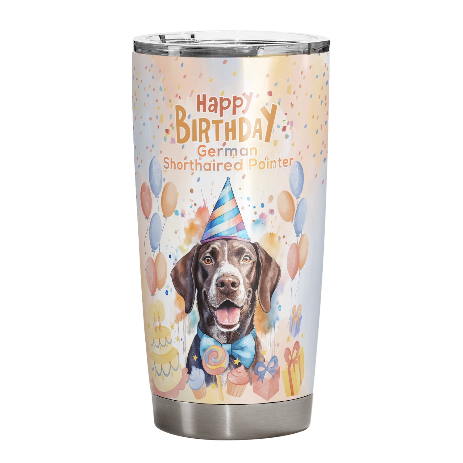 Watercolor German Shorthaired Pointer Happy Birthday Celebration ...