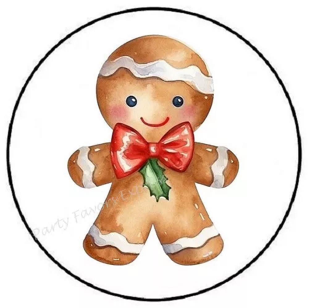 Watercolor Gingerbread Man Christmas Stickers Party Favor Phone Decal ...