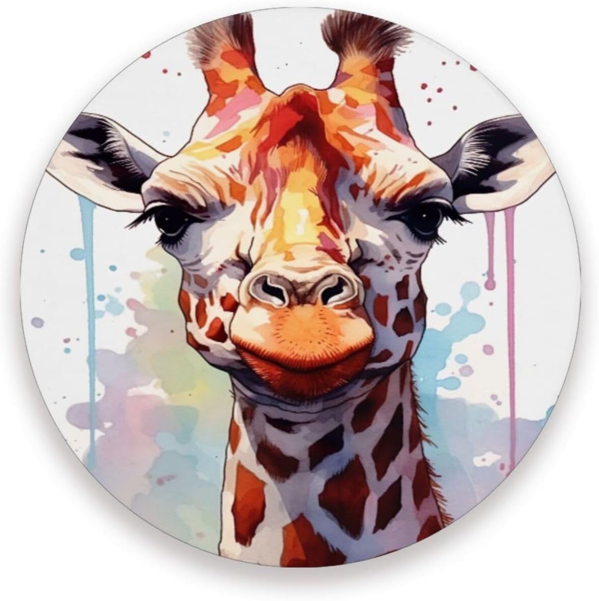 Watercolor Giraffe Coaster, Drinks Round Absorbent Stone Set with ...