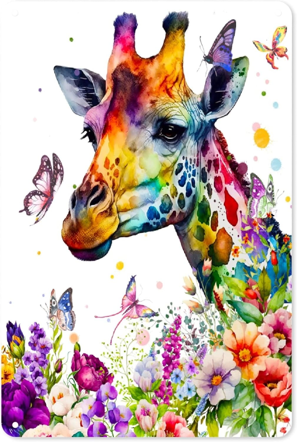 Watercolor Giraffe Poster 8 X 12 Inches Metal Metal Tin Sign ...