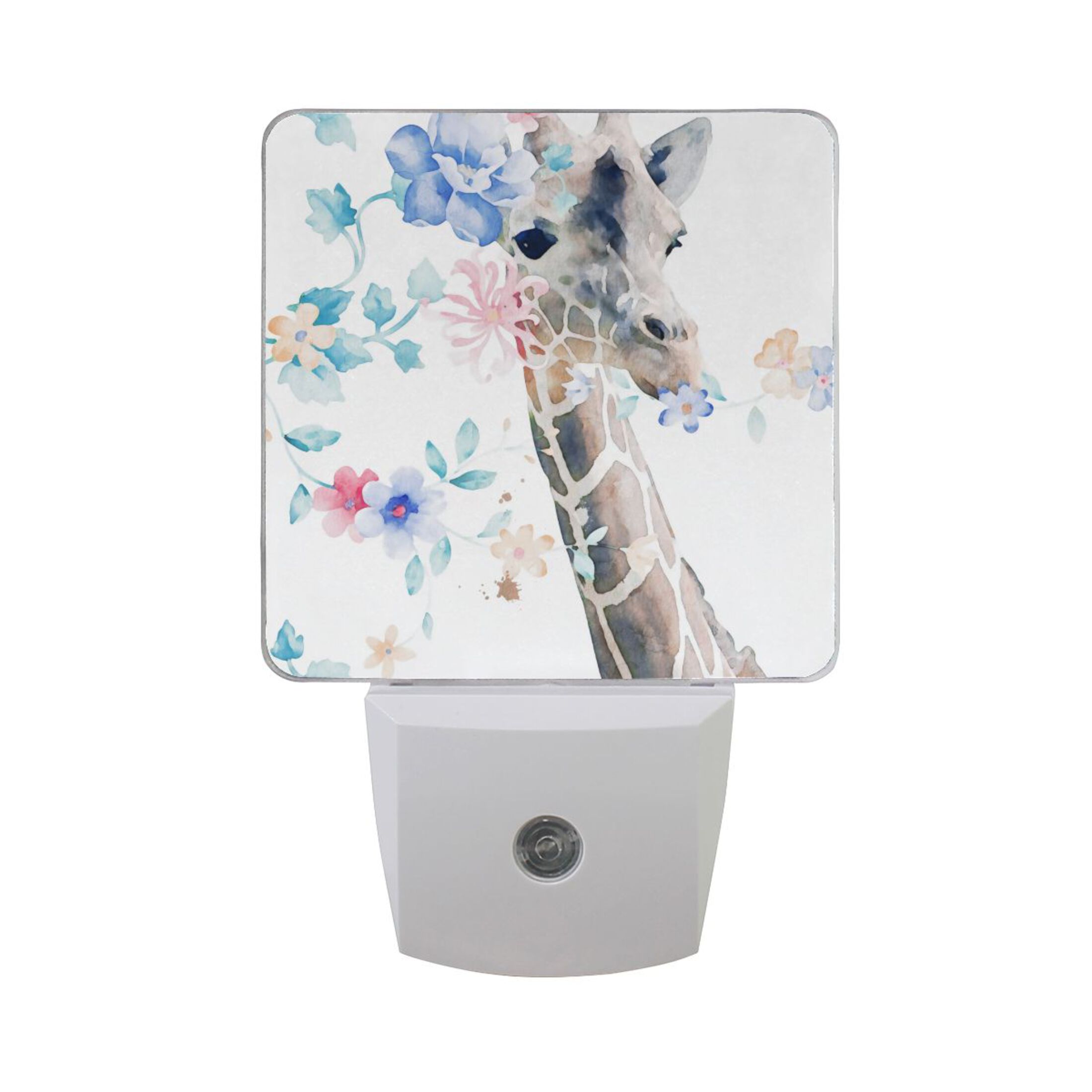 Watercolor Giraffe and Bouquet Night Light LED Dusk to Dawn Auto Sensor ...