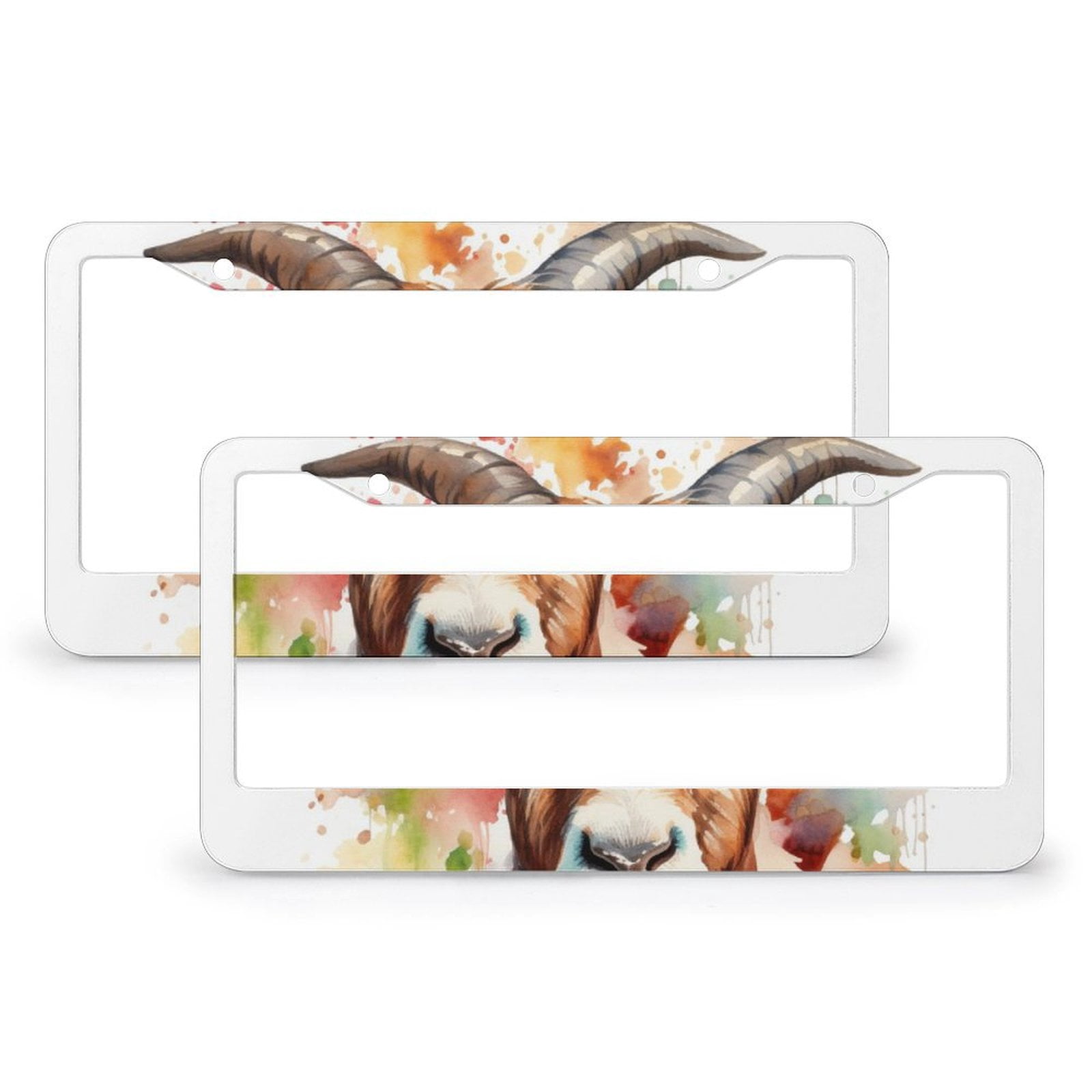 Watercolor Goat Farm Animal License Plate Frame 2 Pack Farm Animal ...