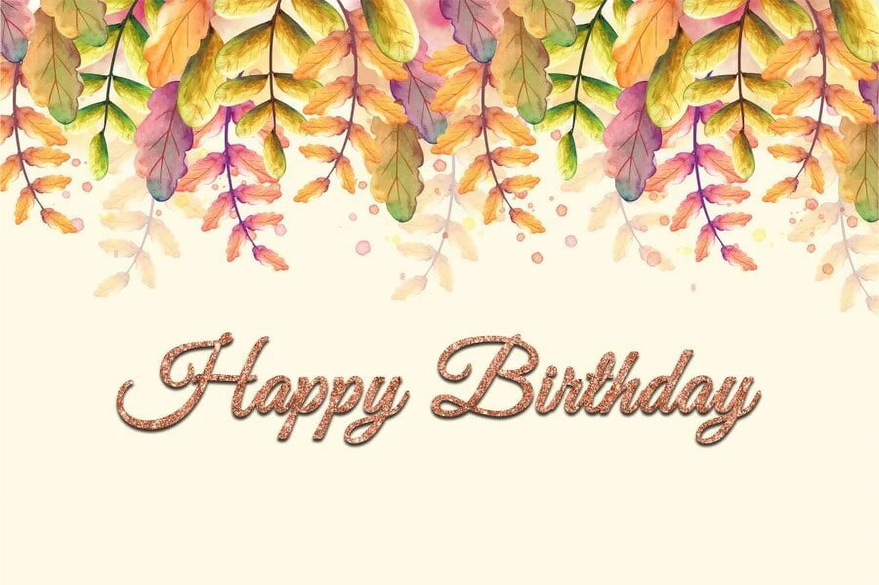 Watercolor Golden Leaves Happy Birthday Background Fall Baby Shower ...