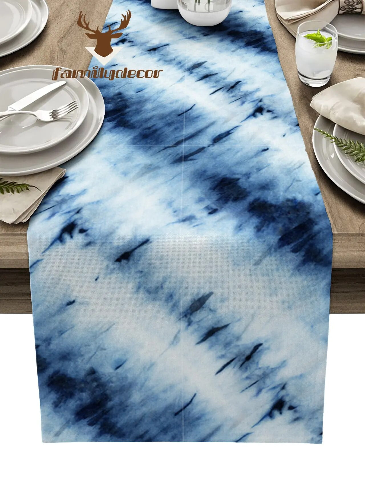 Watercolor Gradient Blue Table Runner Home Wedding Table Flag Mat Table ...