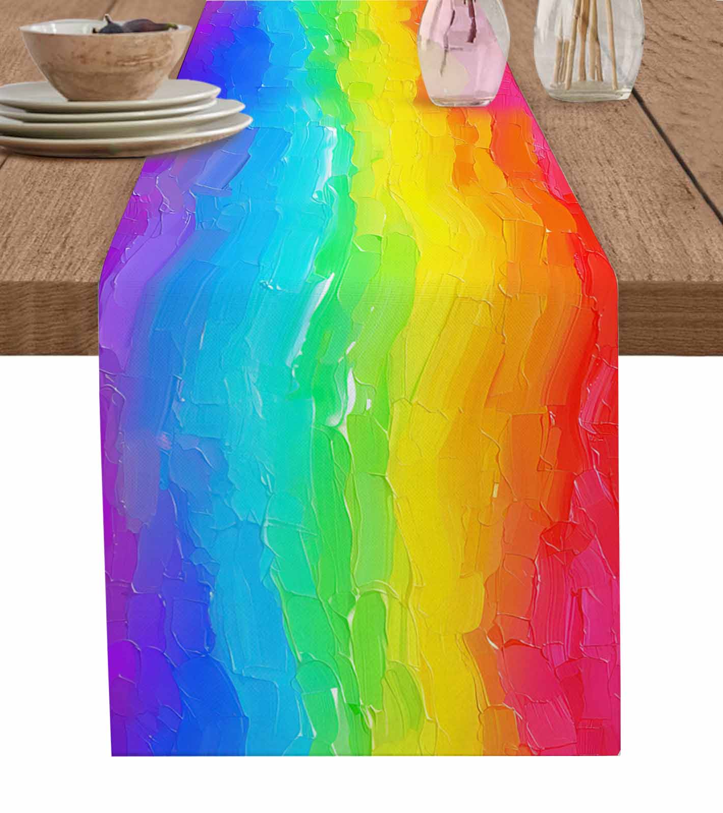 Watercolor Gradient Hand Drawn Table Runner Wedding r Table Cover ...