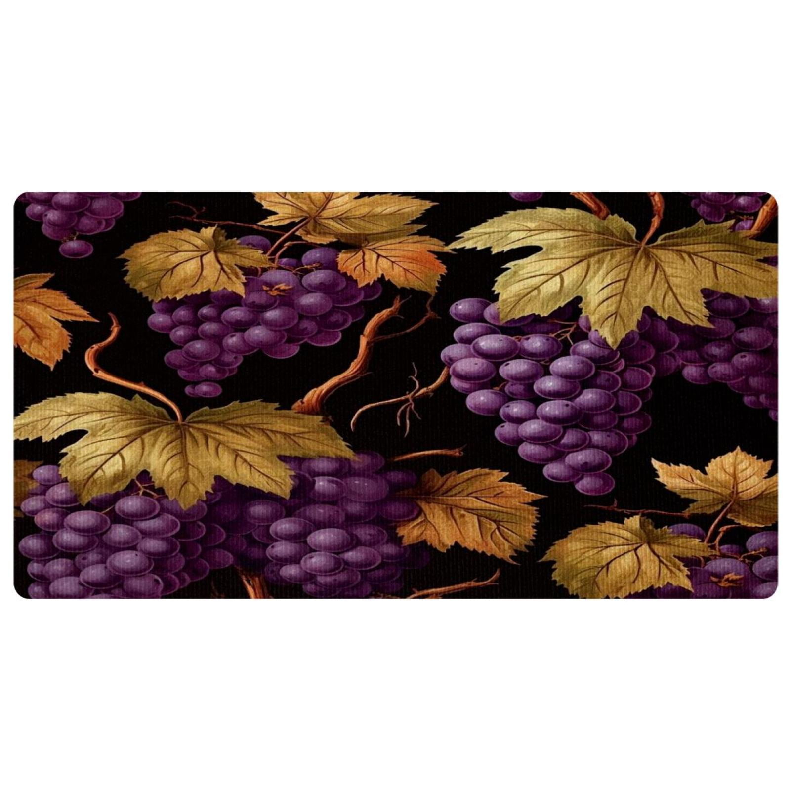 Watercolor Grapes Fruit Prints Kitchen Mat, Non Slip Washable Floor Rug ...