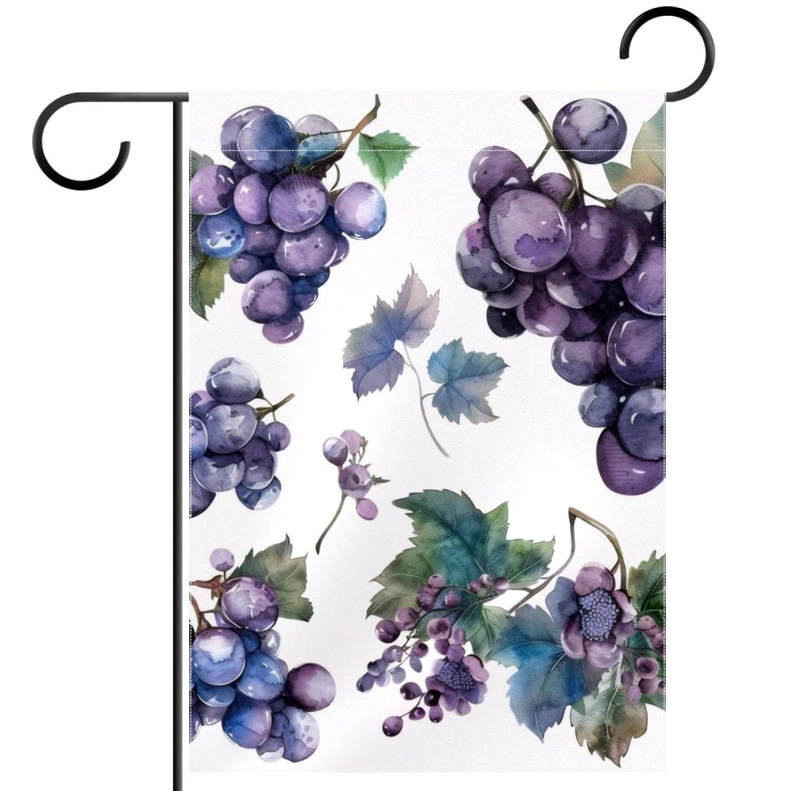 Watercolor Grapes Welcome Garden Flags, 12 x 18 Inch Double Sided ...