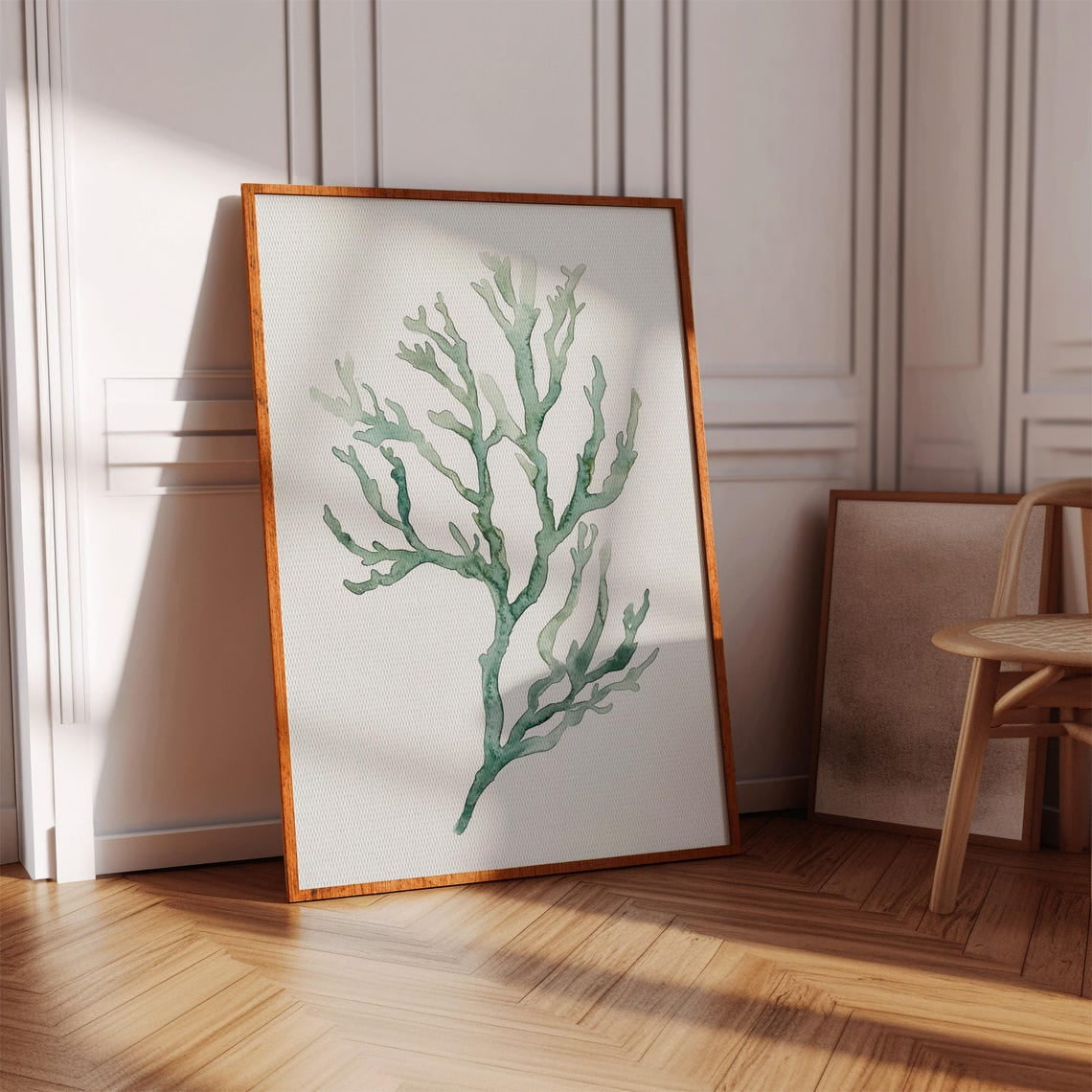 Watercolor Green Coral Art, Ocean-Inspired Wall Decor, Nature Themed ...