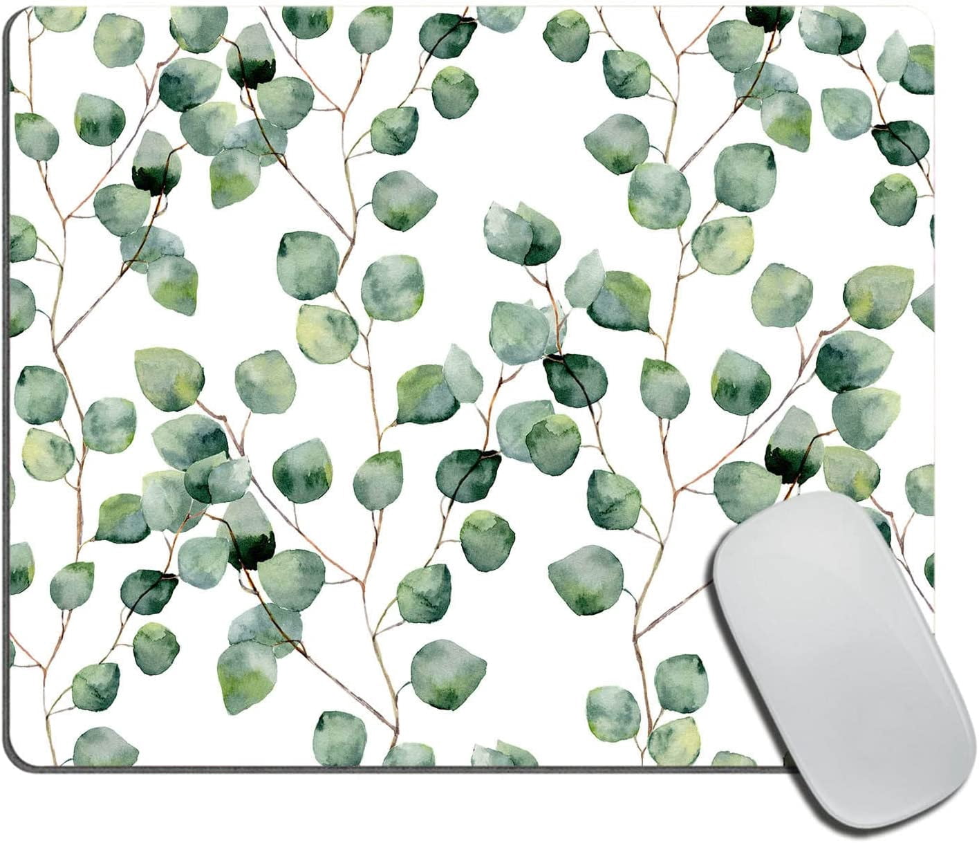 Watercolor Green Floral Leaf Eucalyptus Round Leaves Succulent Mouse ...