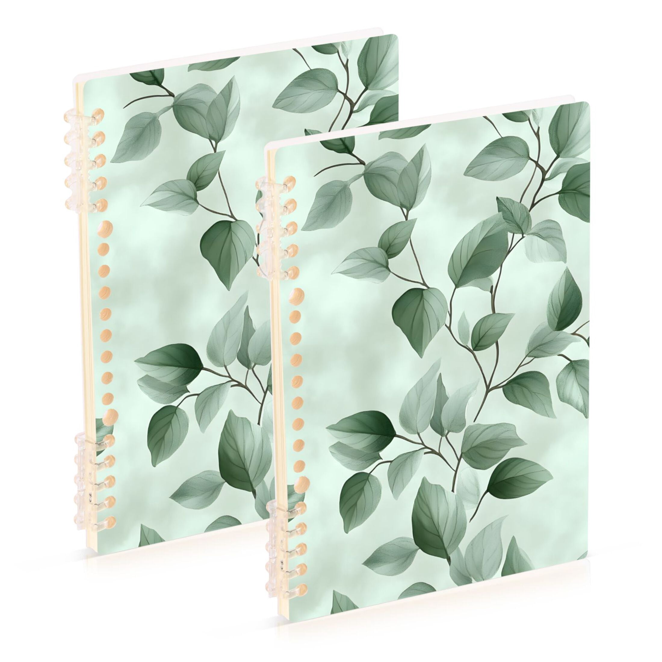 Watercolor Green Leaf Lined Spiral Journal Notebook 60 Pages A5 College ...
