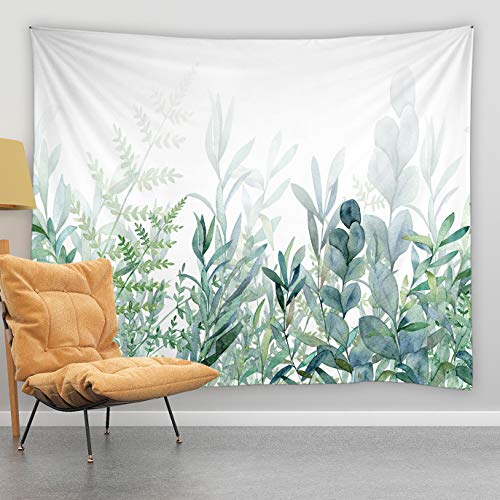 Watercolor Green Leaf Tapestry Rustic Green Plant Eucalyptus Spring ...