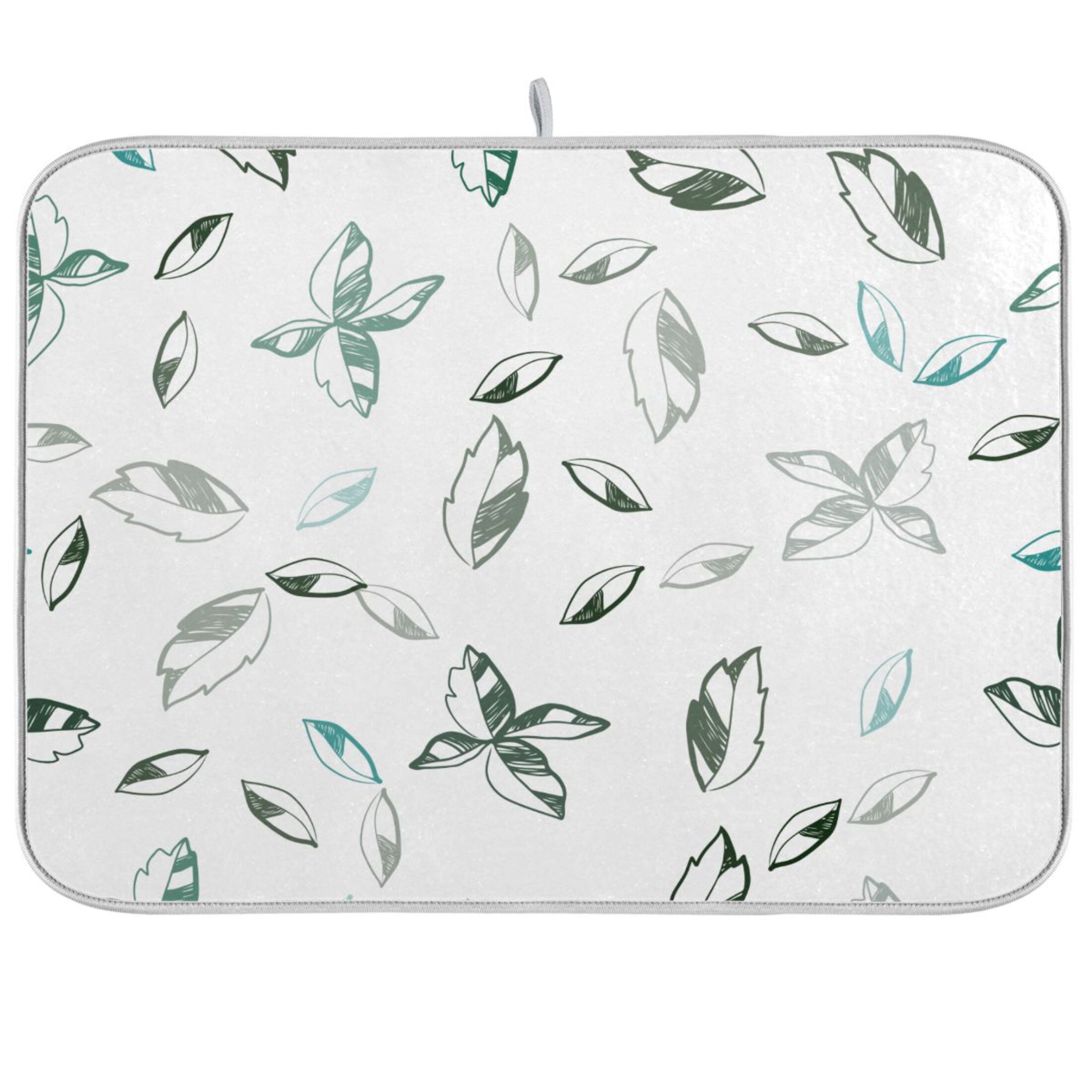 Watercolor Green Leaves Dish Drying Mat Microfiber Kitchen Pad Large ...