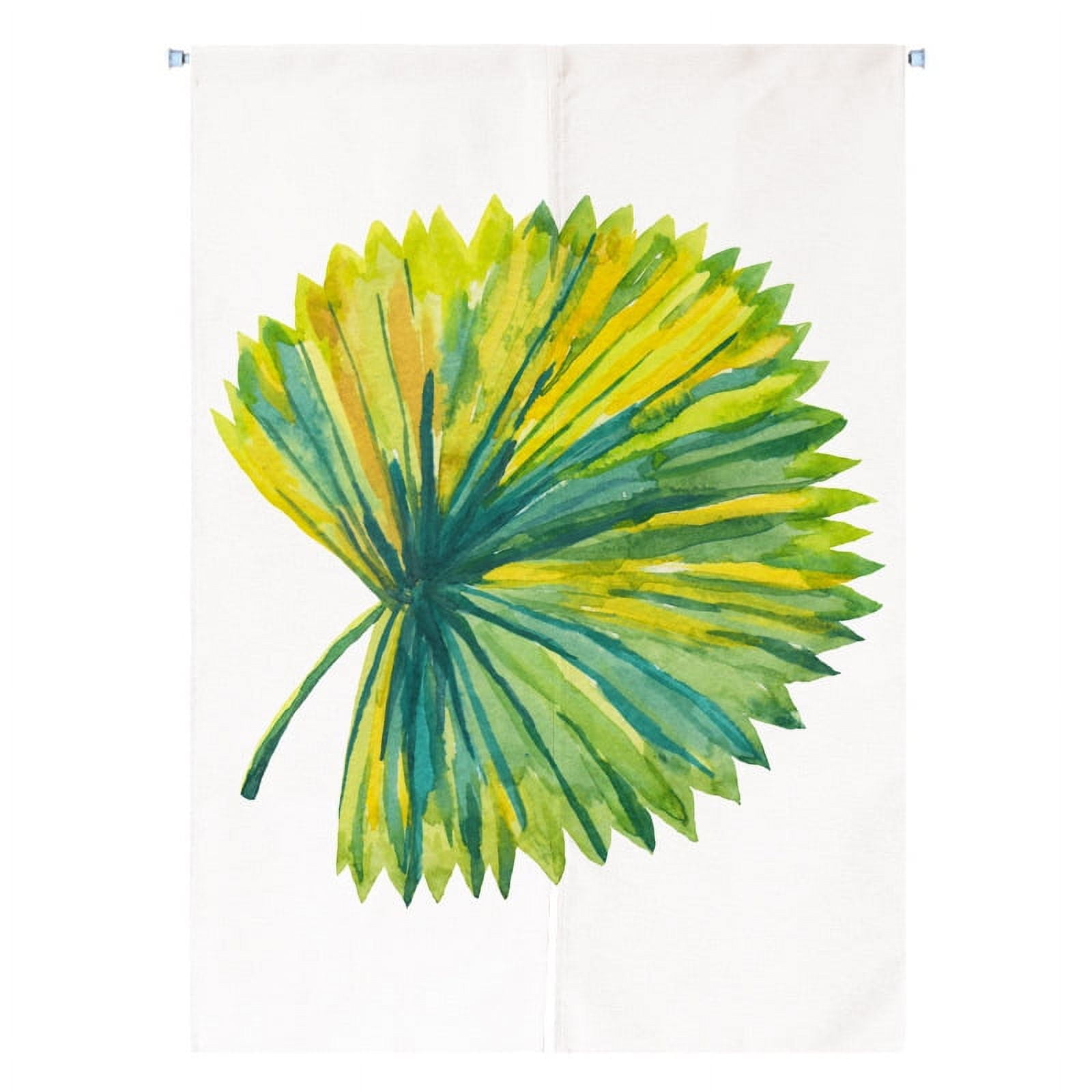 Watercolor Green Leaves Japanese Door Curtains Noren Living Room ...