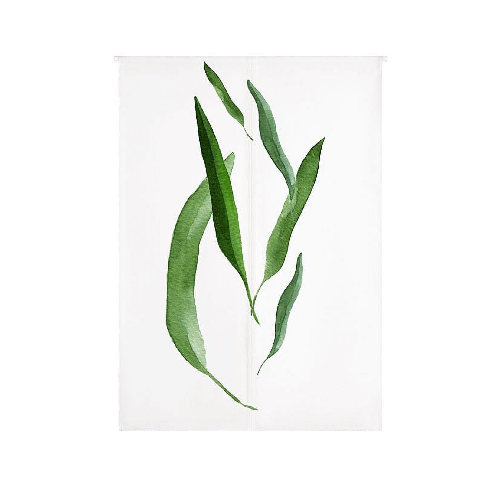 Watercolor Green Leaves Japanese Door Curtains Noren Living Room ...