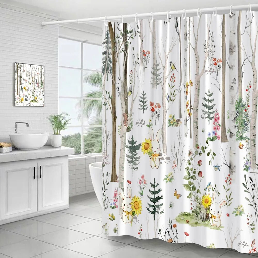 Watercolor Green Leaves Shower Curtain Eucalyptus On The Top Teal Plant
