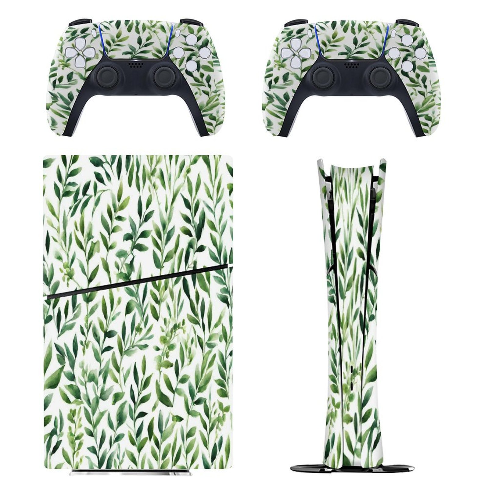 Watercolor, Green Leaves, Spring PS5/PS5 Slim Digital Disc Skin Sticker ...