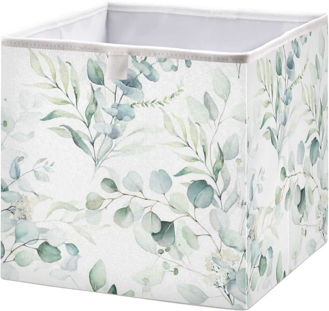 Watercolor Green Leaves Storage Baskets for Shelves Foldable ...