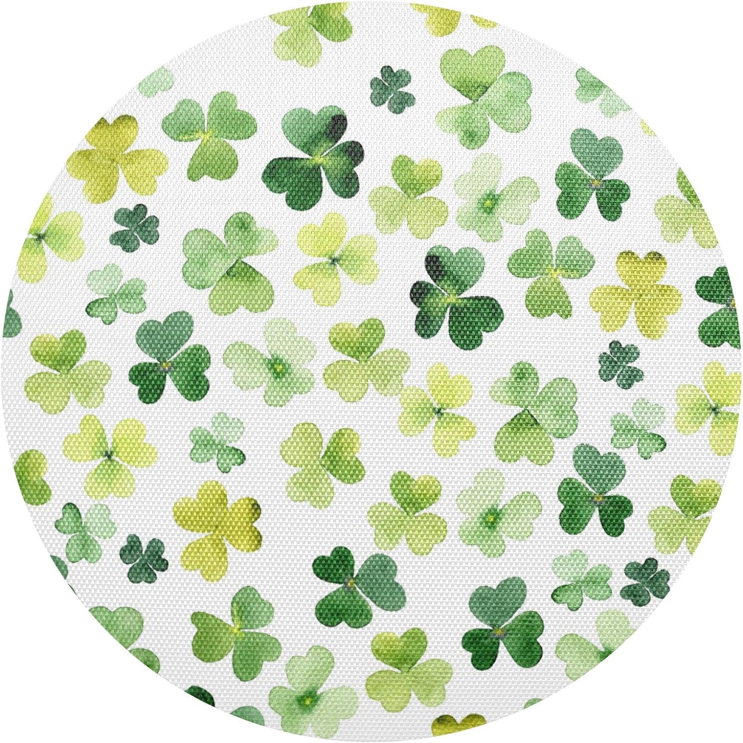 Watercolor Green Shamrock Leaves Round Place Mats Set of 1, Heat Stain ...