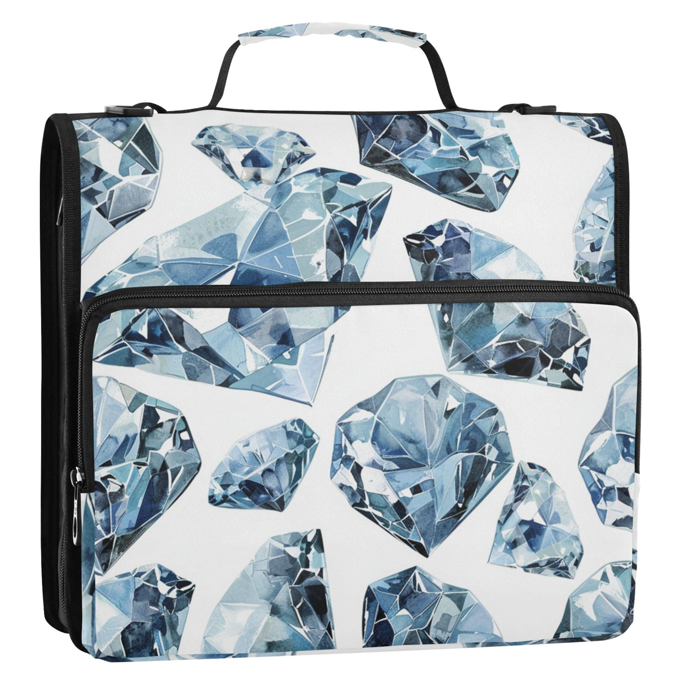Watercolor Hand Painted Crystals Binder Bag with Shoulder Strap 3 Ring ...