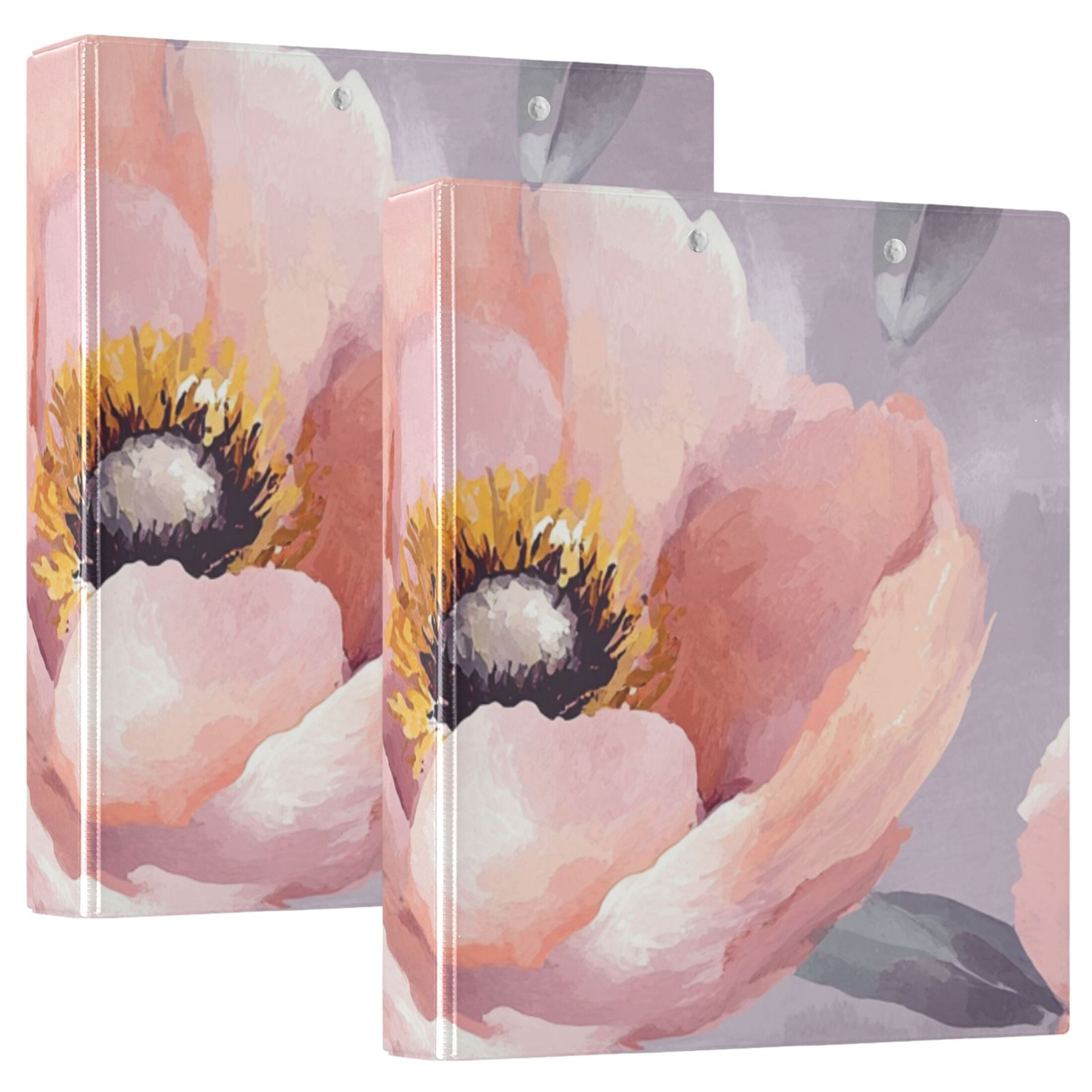 Watercolor Hand Painted Peony Florals Round Ring Binder 3 Rings 1.5 ...