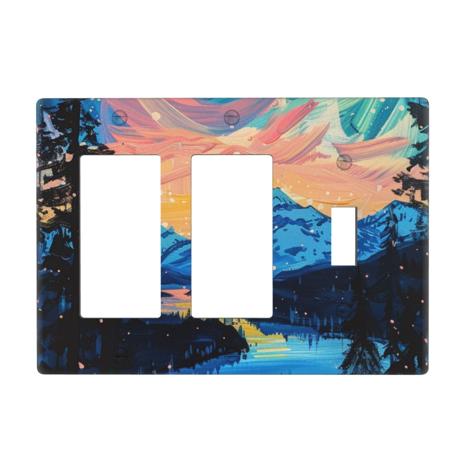 Watercolor Hand Painted Sky Switch Cover Decorative Wall Plate 3-Gang 2 ...