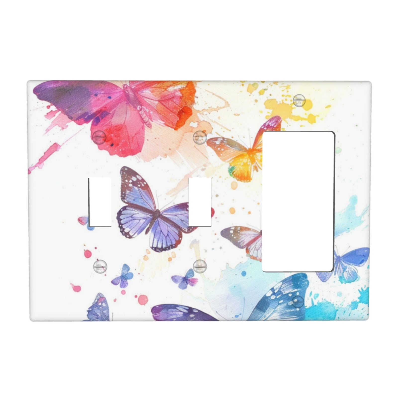 Watercolor Hand Painted Switch Cover Decorative Wall Plate 3-Gang 2 ...