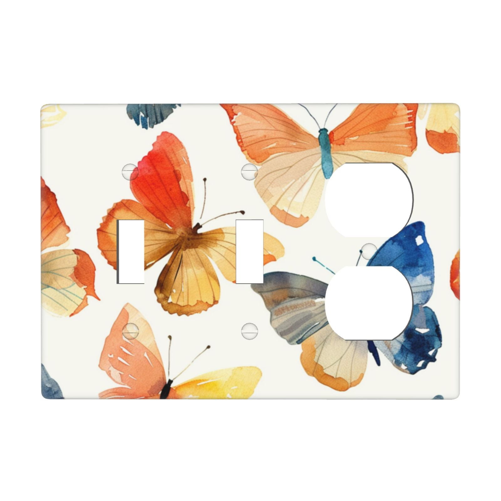 Watercolor Hand Painted Switch Cover Decorative Wall Plate 3-Gang 2 ...