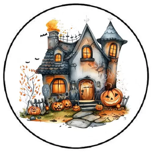 Watercolor Haunted House Halloween Sticker Party Favors Sticker ...