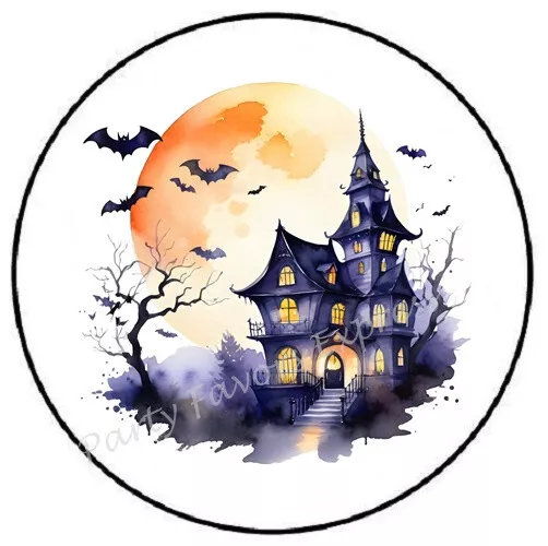 Watercolor Haunted House Halloween Sticker Party Favors Sticker ...