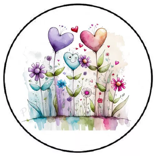 Watercolor Hearts And Flowers Sticker Party Favors Sticker Envelope ...