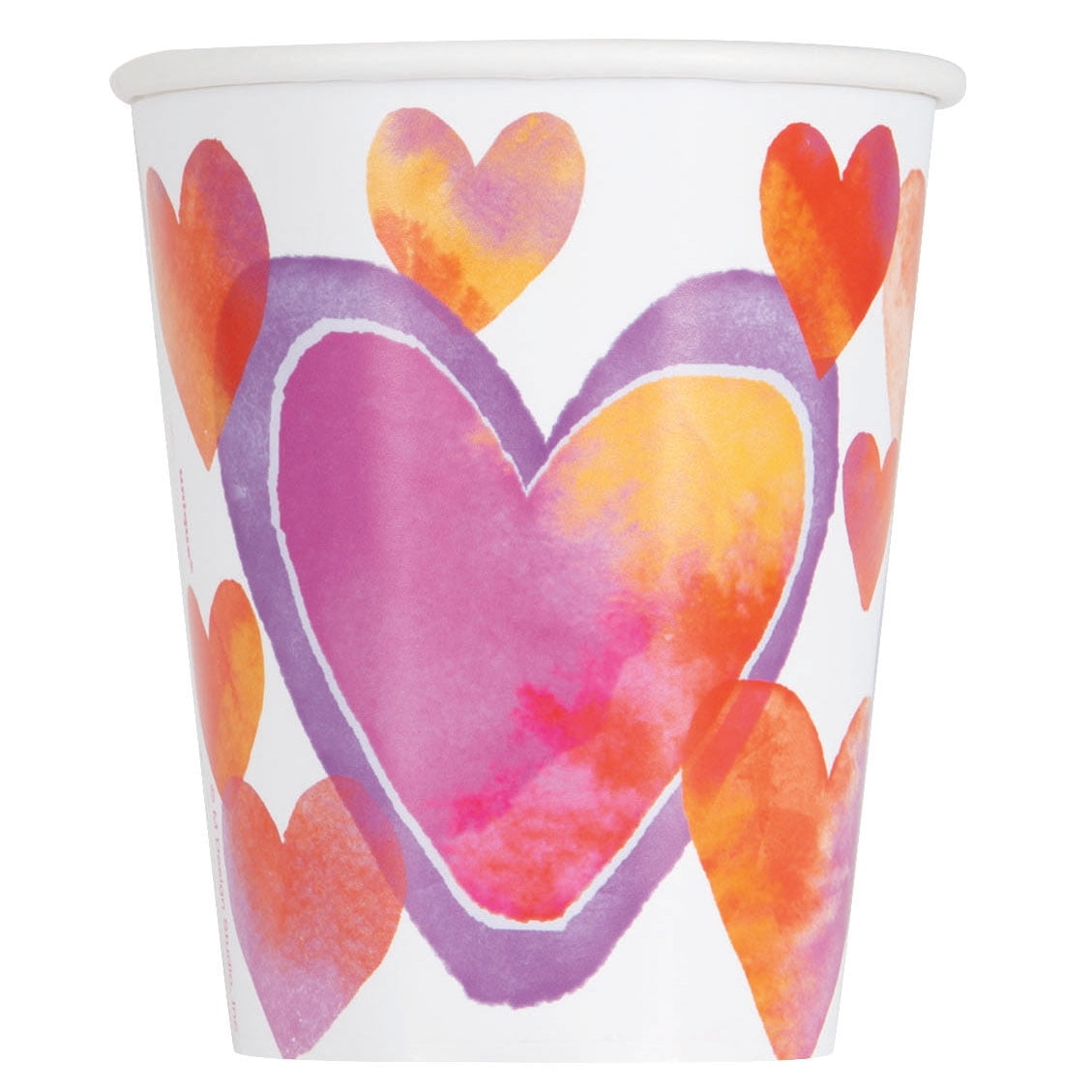 Watercolor Hearts Valentine's Day Paper 9oz Cups, 8ct - Walmart.com