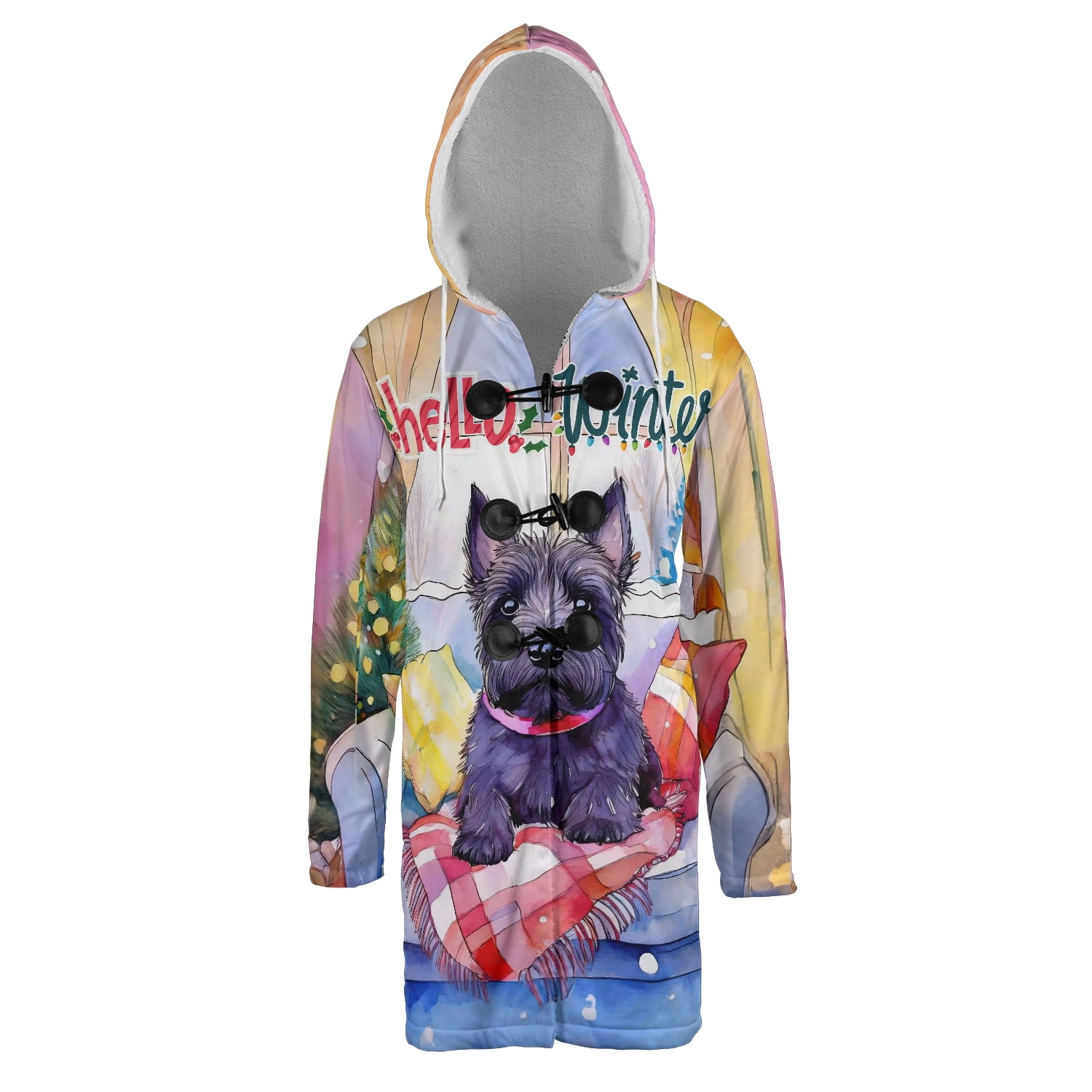 Watercolor Hello Winter Scottish Terrier Chill Christmas Welcome All ...