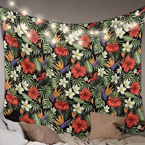 Watercolor Hibiscus Tapestry Wall Hanging Tapestries Red Flower ...