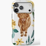 Watercolor Highland Cow Floral for iPhone Case 11 through 17 Pro Max ...