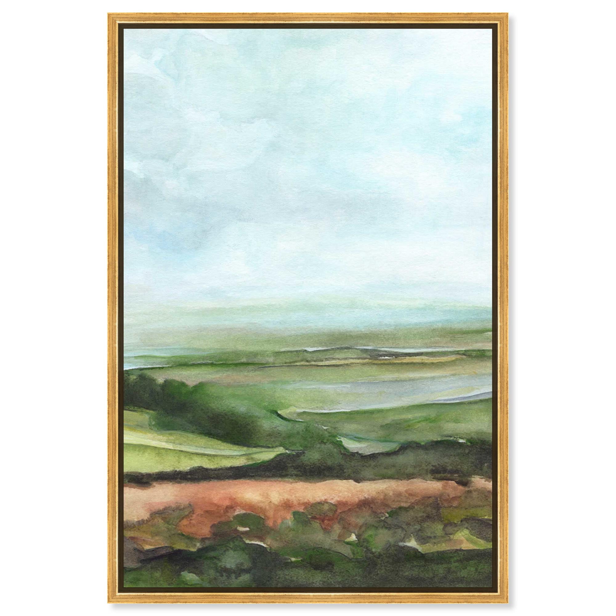 Watercolor Horizon Canvas Colorful Landscapes by Art Remedy, Gold Frame ...