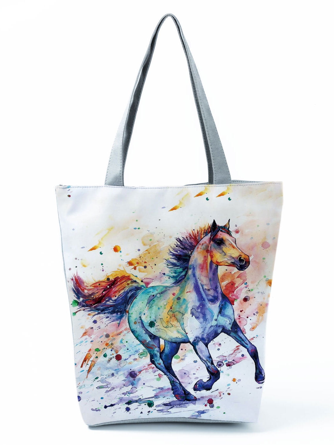 Watercolor Horse Print Shopping Bag Tote Folding Reusable Watercolor Horse Print Shopping Bag Tote Folding Reusable