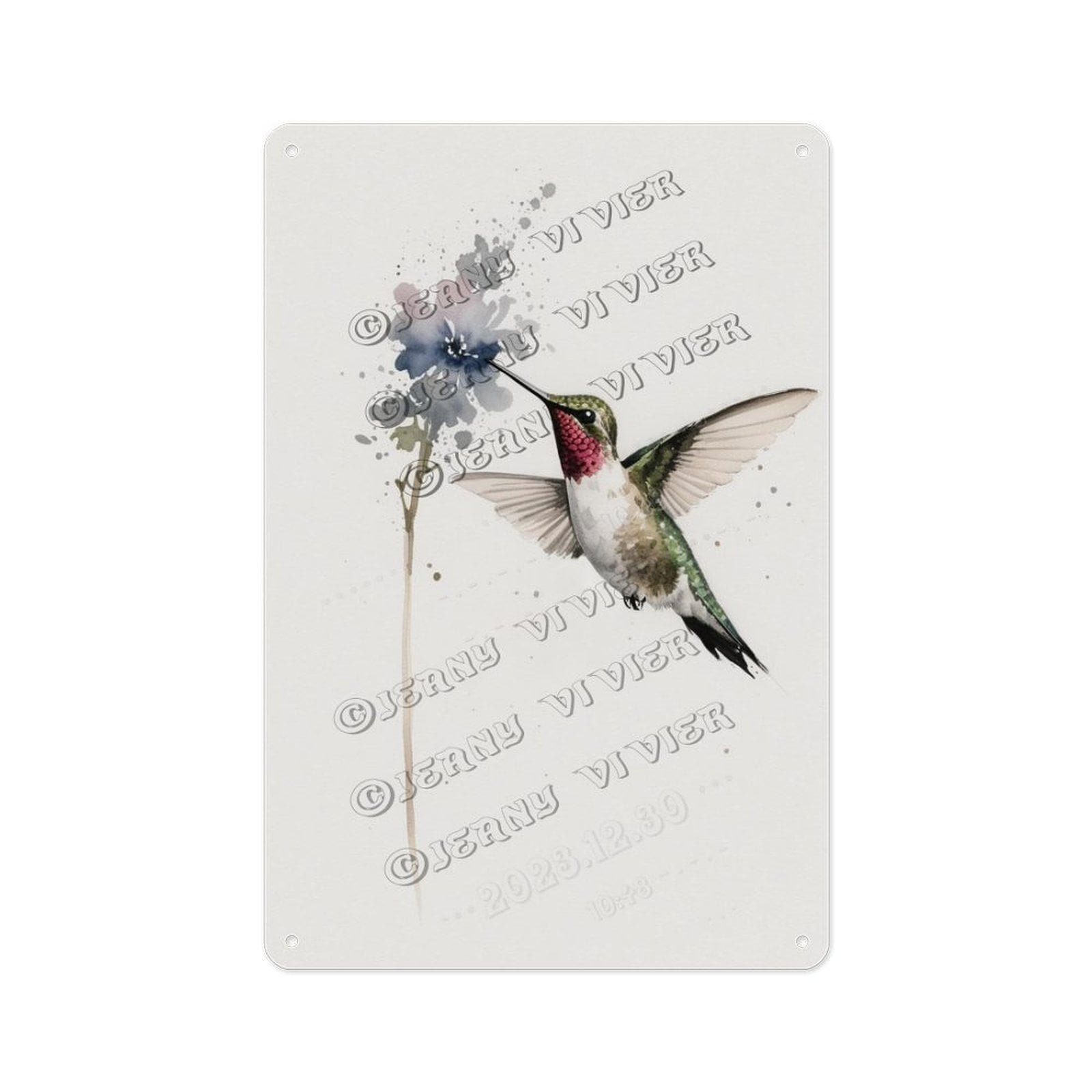 Watercolor Hummingbird – 5.5x8 Aluminum Metal Wall Sign for Living Room ...
