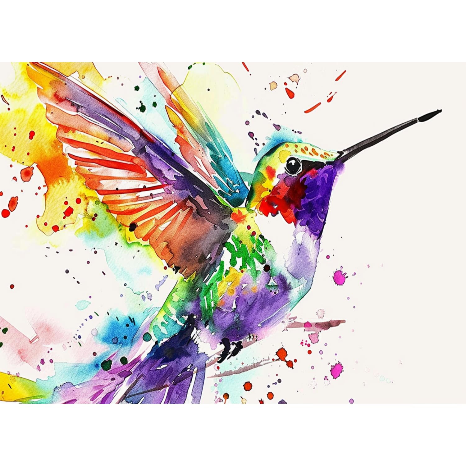 Watercolor Hummingbird 5D Diamond Art Painting by Number Kits for ...