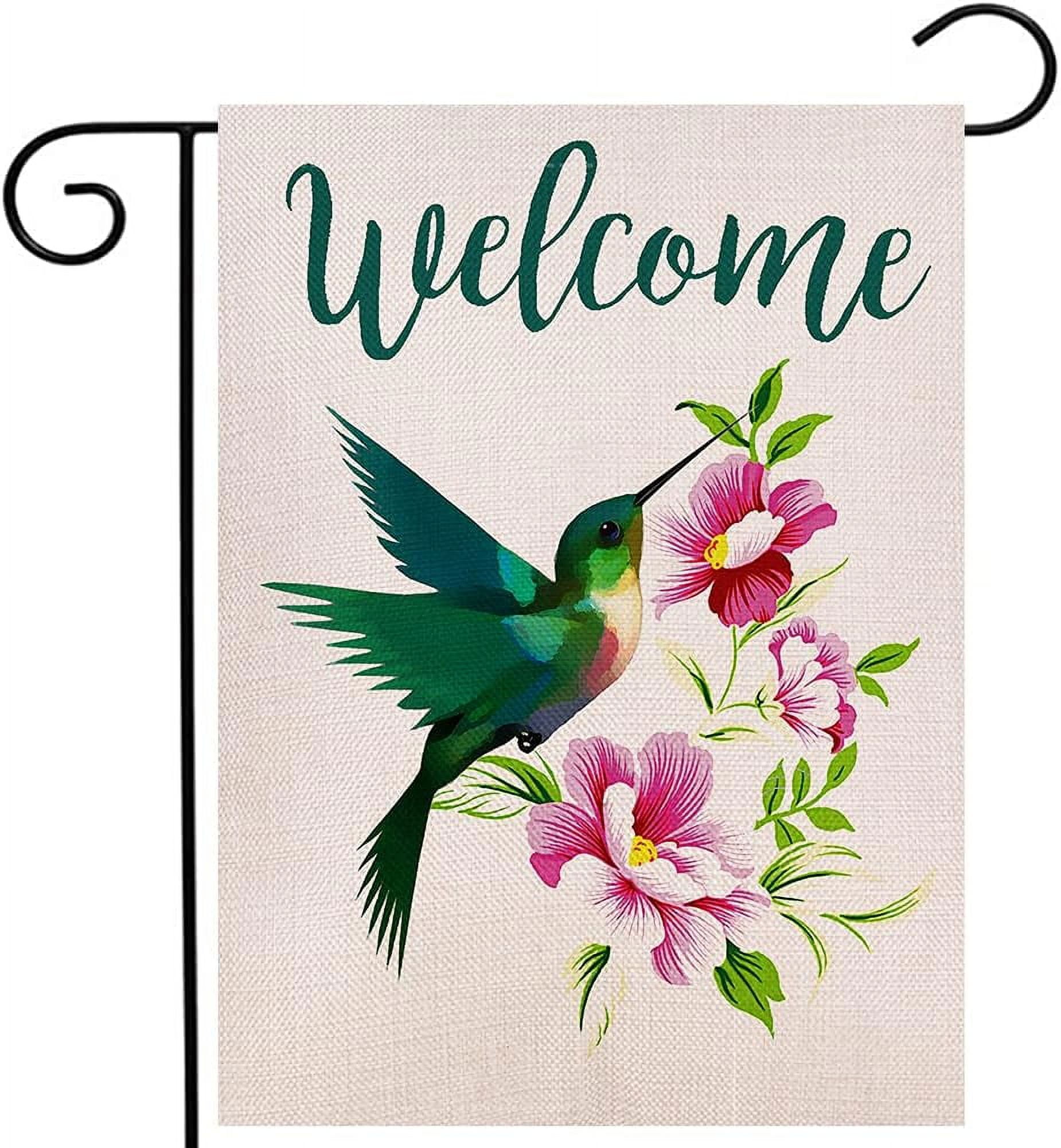 Watercolor Hummingbird Garden Flag Vertical Double Sized, Summer Spring ...