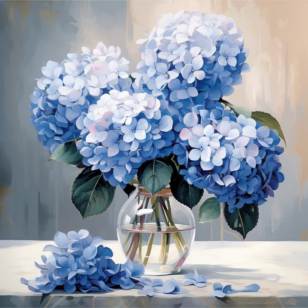 Watercolor Hydrangeas in Glass 5D Diamond Art Painting by Number Kits ...