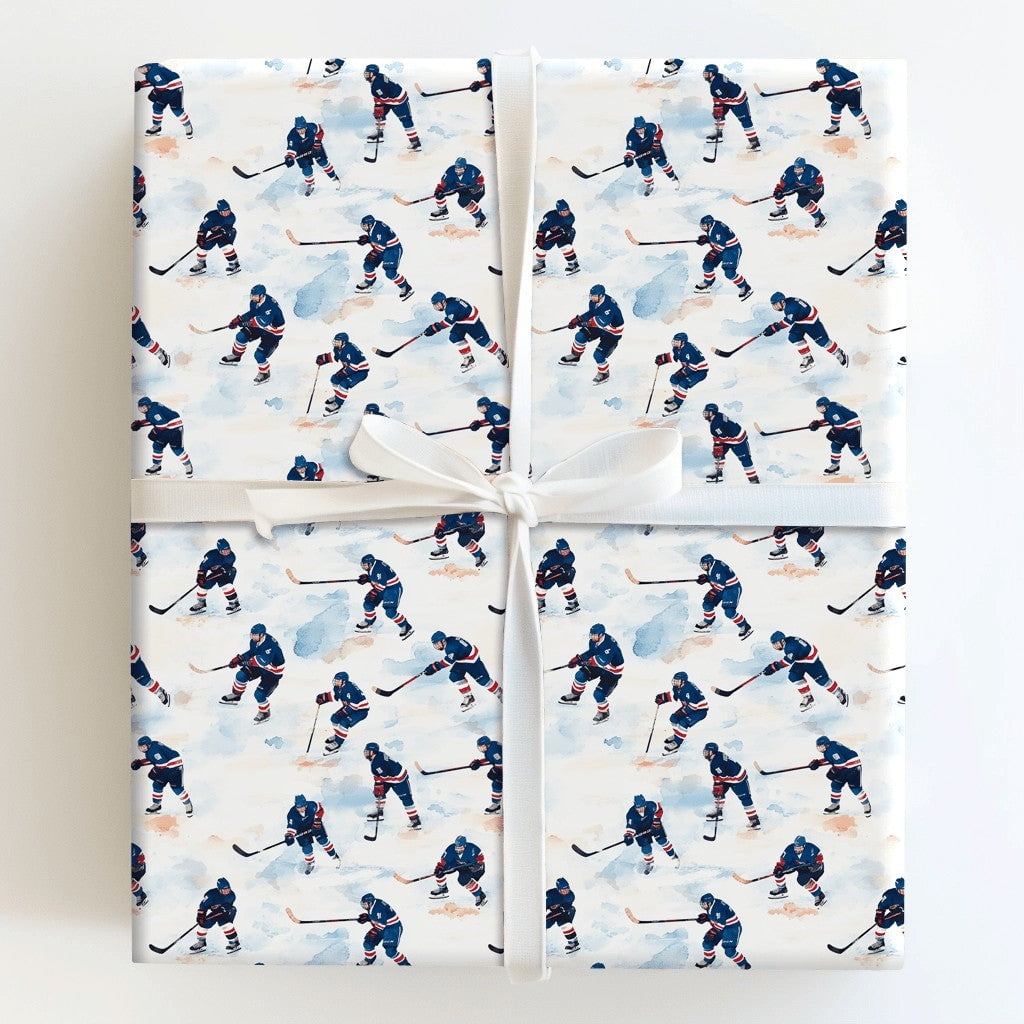 Watercolor Ice Hockey Players Pattern Gift Wrapping Paper - Walmart.com