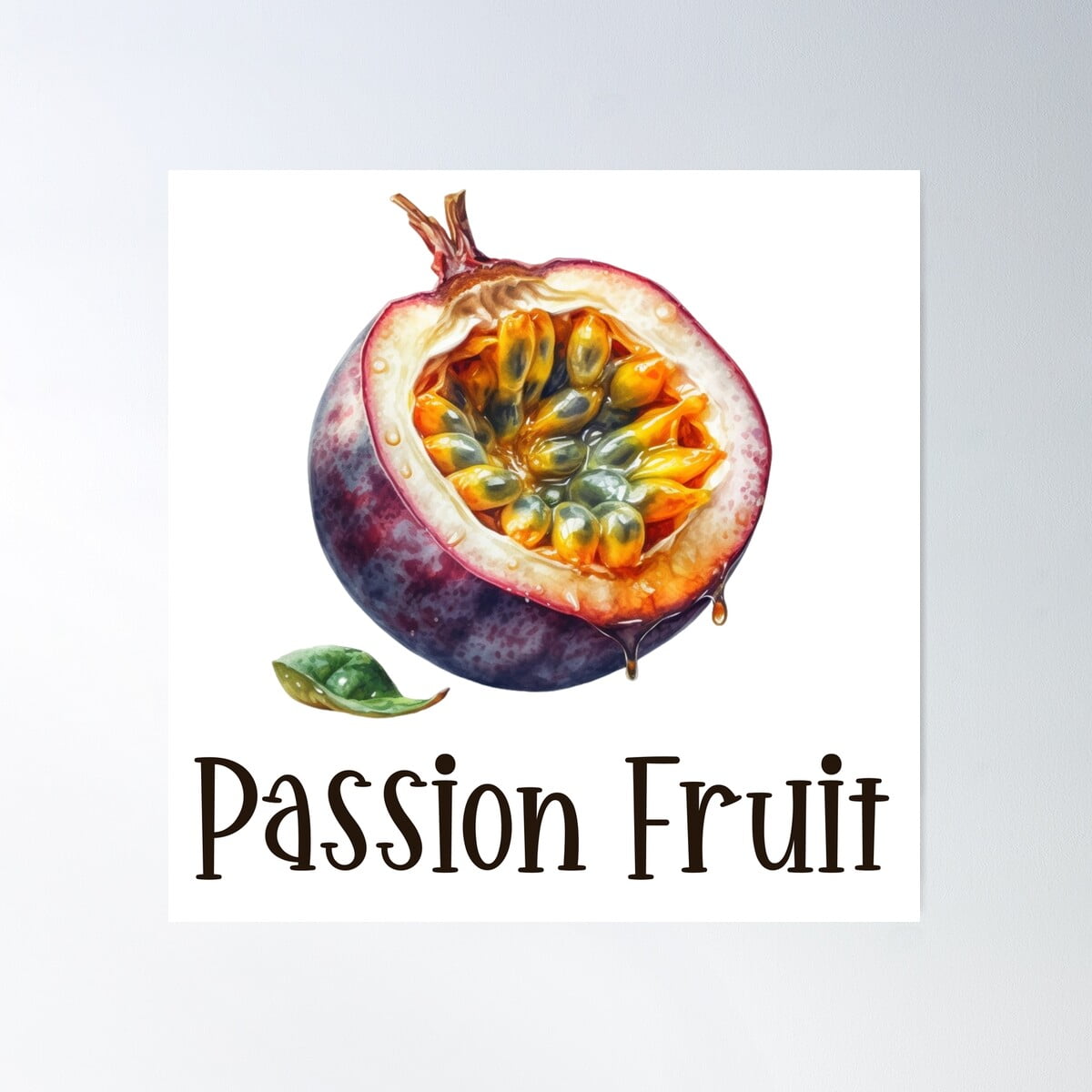 Watercolor Illustration Of Passion Fruit Poster Wall Art, Modern Wall Decor For Living Room ...