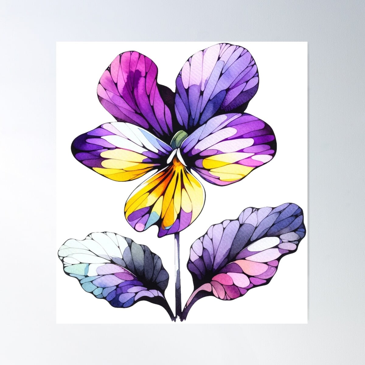 Watercolor Illustrations Of A Stylized Bird'S Foot Violet Poster Wall ...