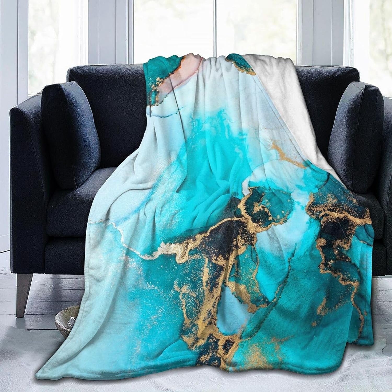 Watercolor Ink Art Painting Marble Throw Blanket Ultra Soft Warm All ...