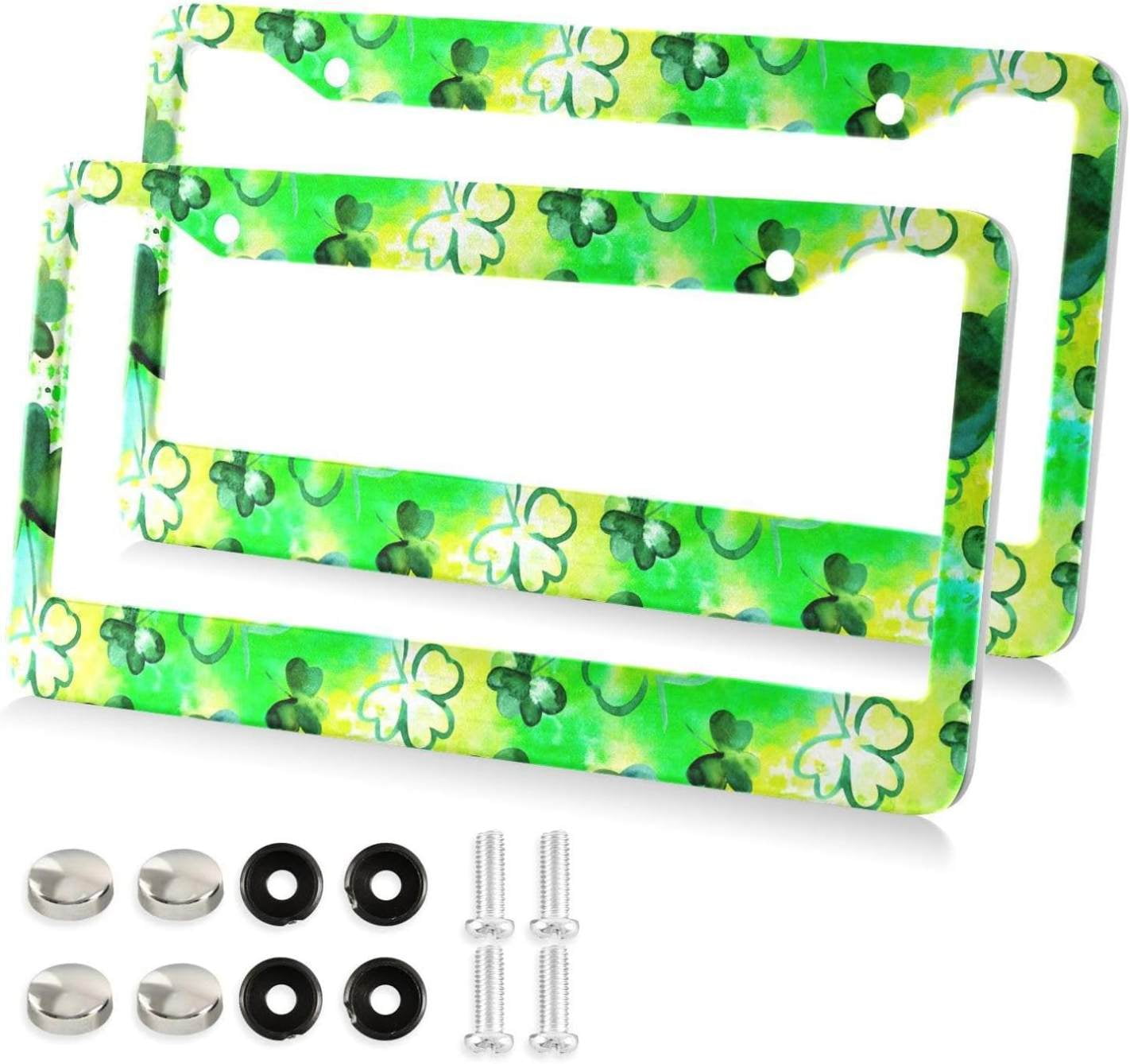Watercolor Irish Shamrocks License Plate Frame, Decorative Aluminum Car ...