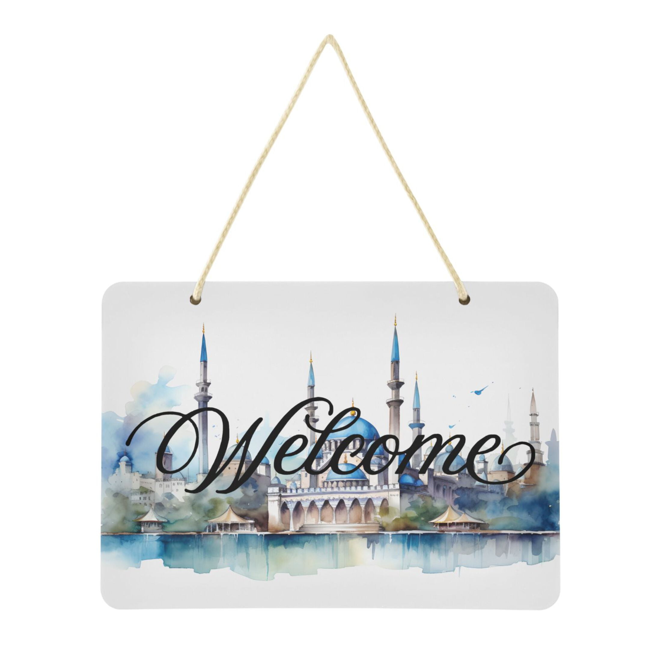 Watercolor Istanbul City Welcome Sign Front Door PVC 14x10 inch Hanger ...