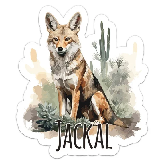 Watercolor Jackal Animal Sticker Phone Decal Water Bottle Stickers Car ...
